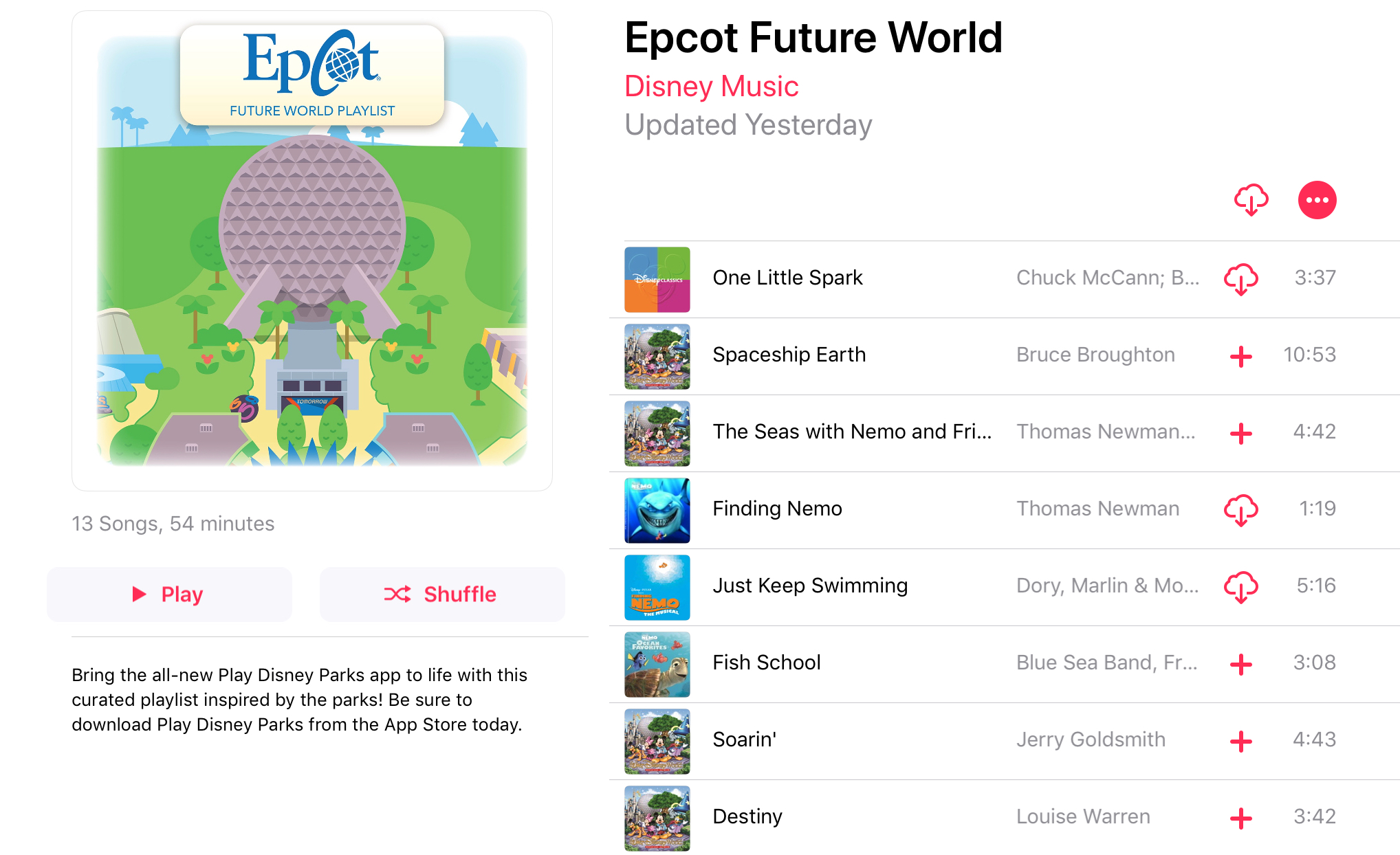 Disney Park Music Playlists on Apple Music to Celebrate Upcoming Play App