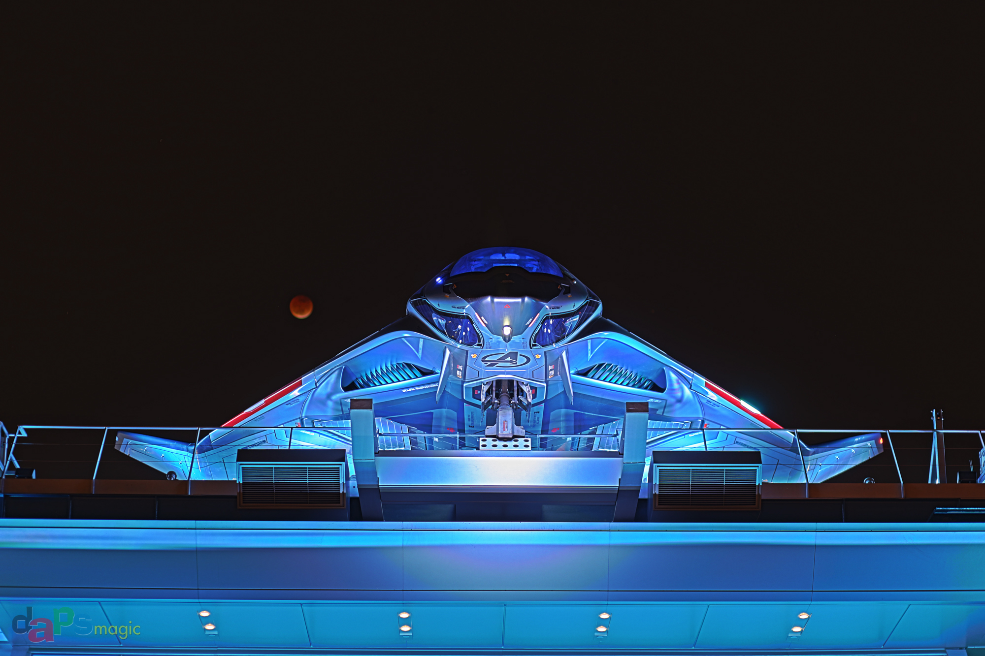 Lunar Eclipse Rises Over Moon Knight at Avengers Campus in Disney ...