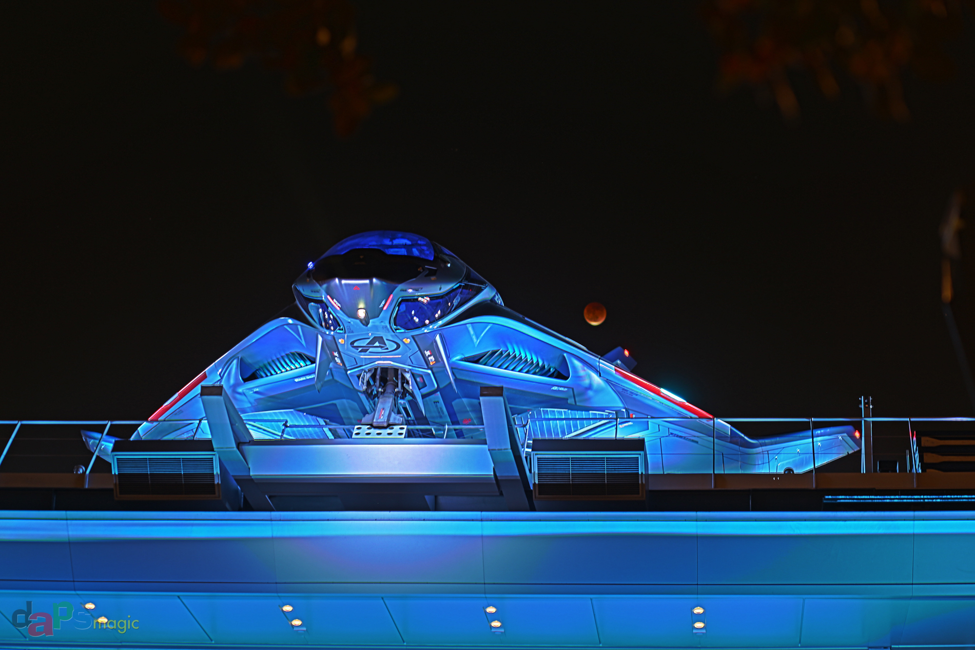 Lunar Eclipse Rises Over Moon Knight at Avengers Campus in Disney ...