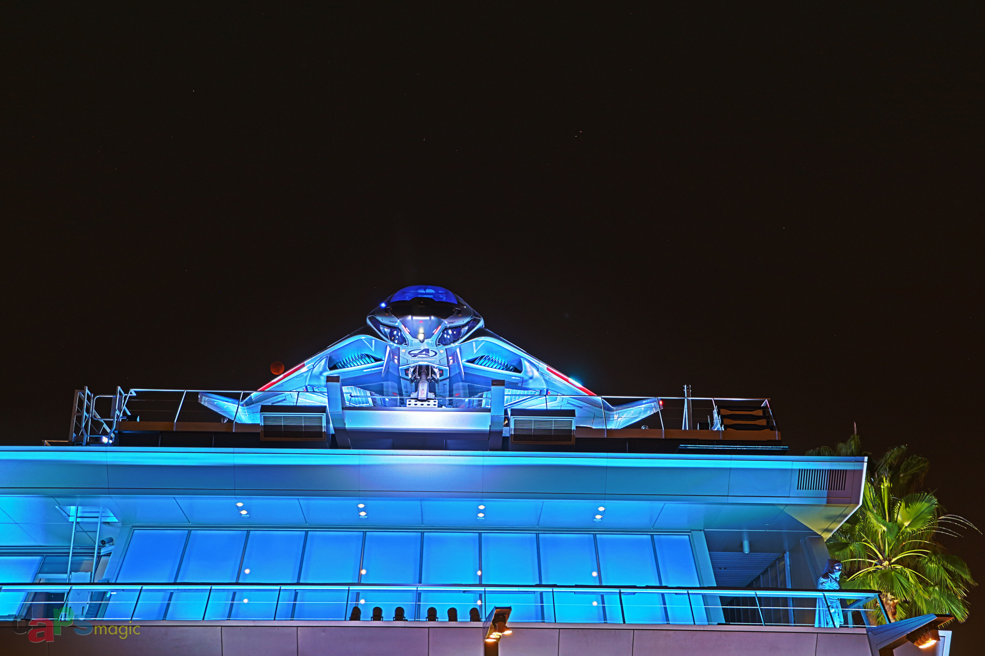 Lunar Eclipse Rises Over Moon Knight at Avengers Campus in Disney ...