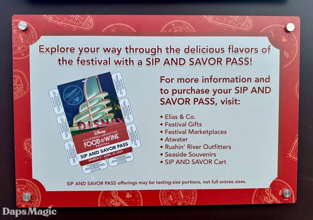 Sip and Savor Pass for the Disney California Adventure Food & Wine ...