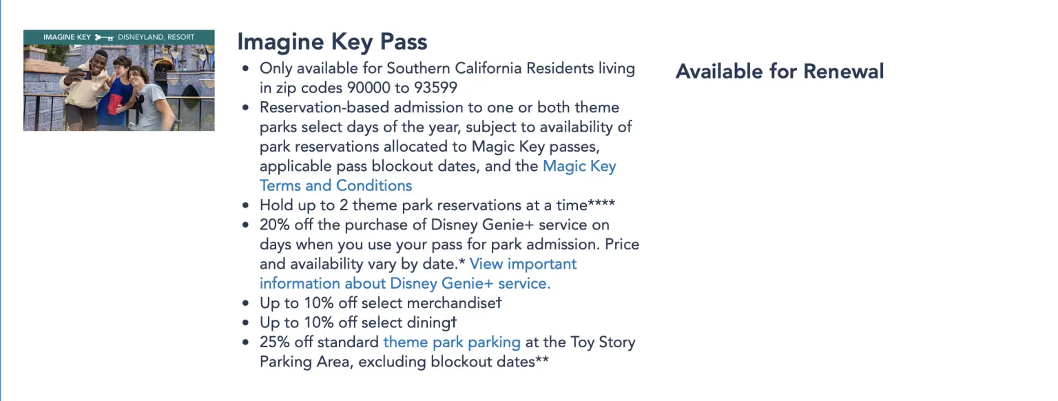 Imagine Key Becomes Third Disneyland Magic Key to Sell Out